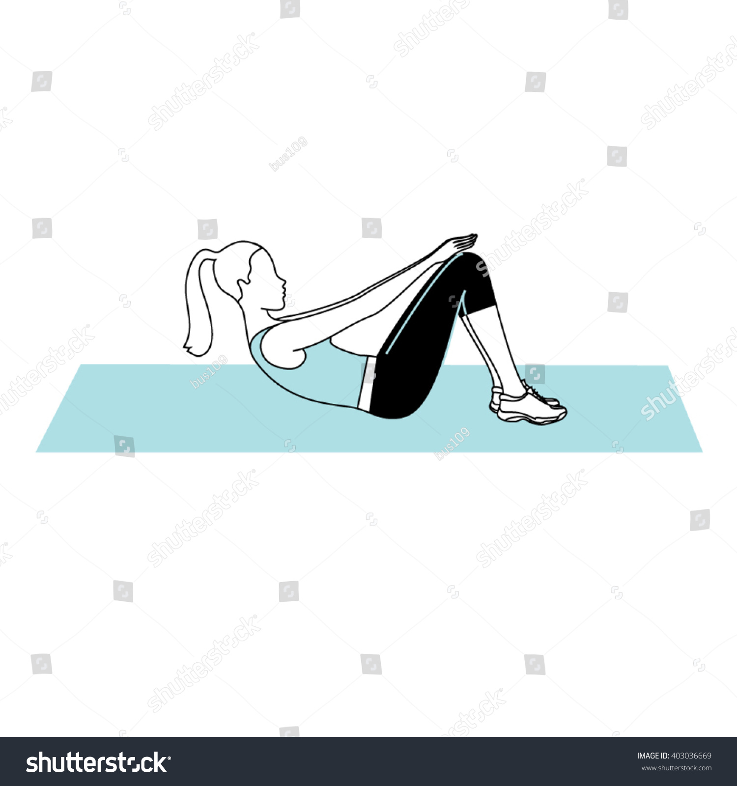 Girl Doing Sit Ups Exercise Vector Stock Vector (Royalty Free ...