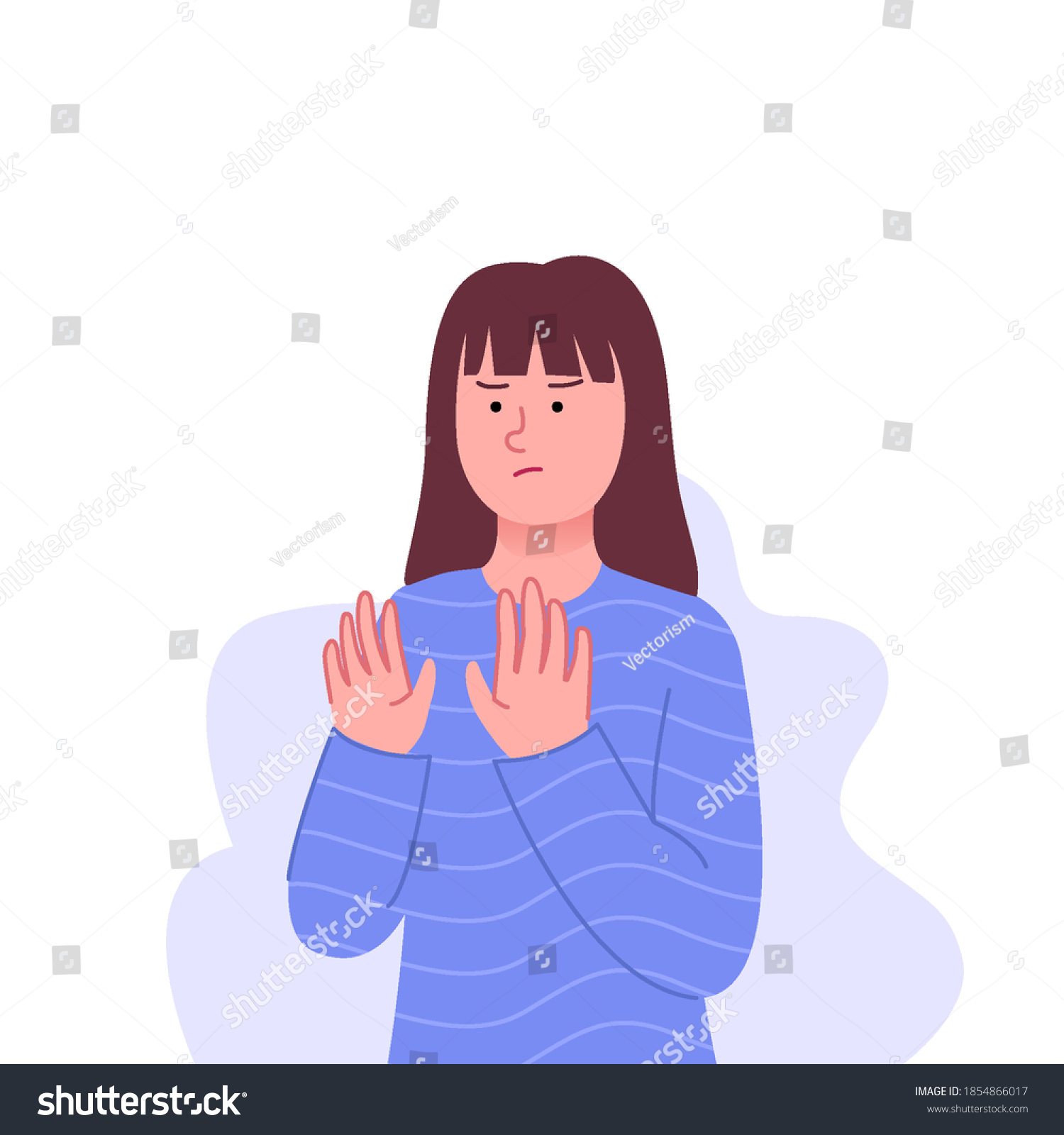 Girl Gesturing Rejected Refusing Flat Illustration Stock Vector ...