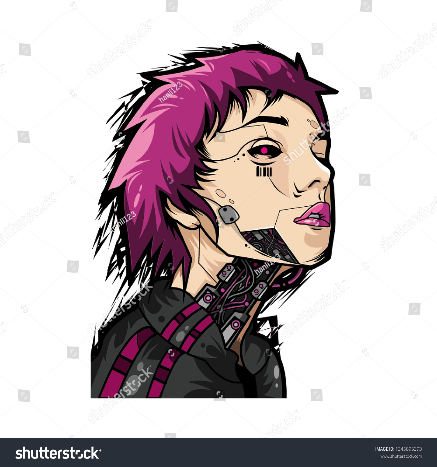 Girl Half Cyborg Stock Vector (Royalty Free) 1345895393 | Shutterstock