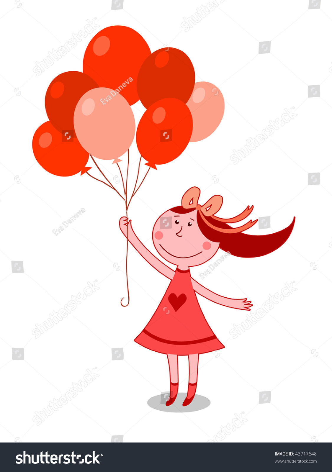 Girl Holding Balloons Vector Stock Vector 43717648 - Shutterstock