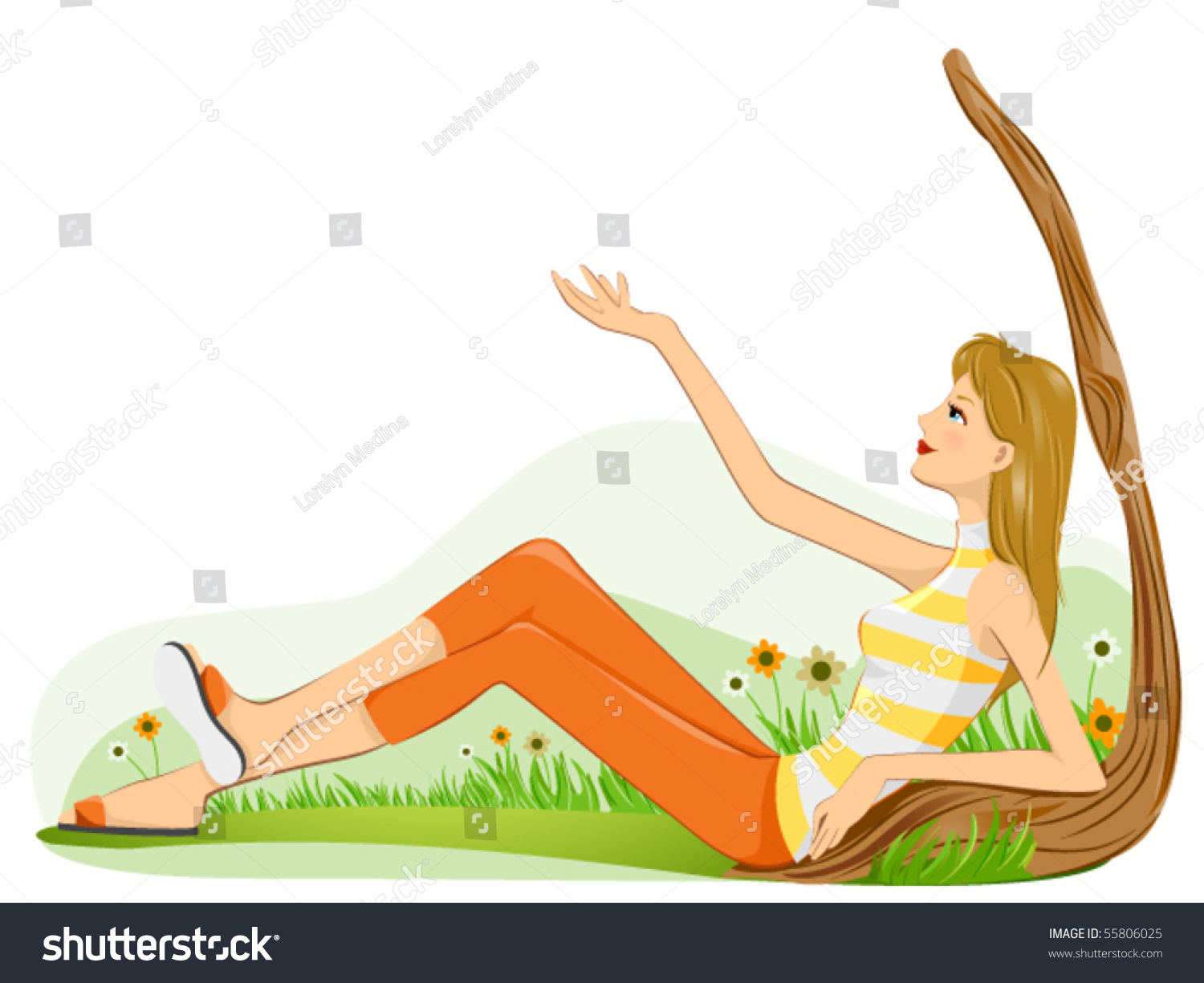 Girl Holding Hand Vector Stock Vector (Royalty Free) 55806025