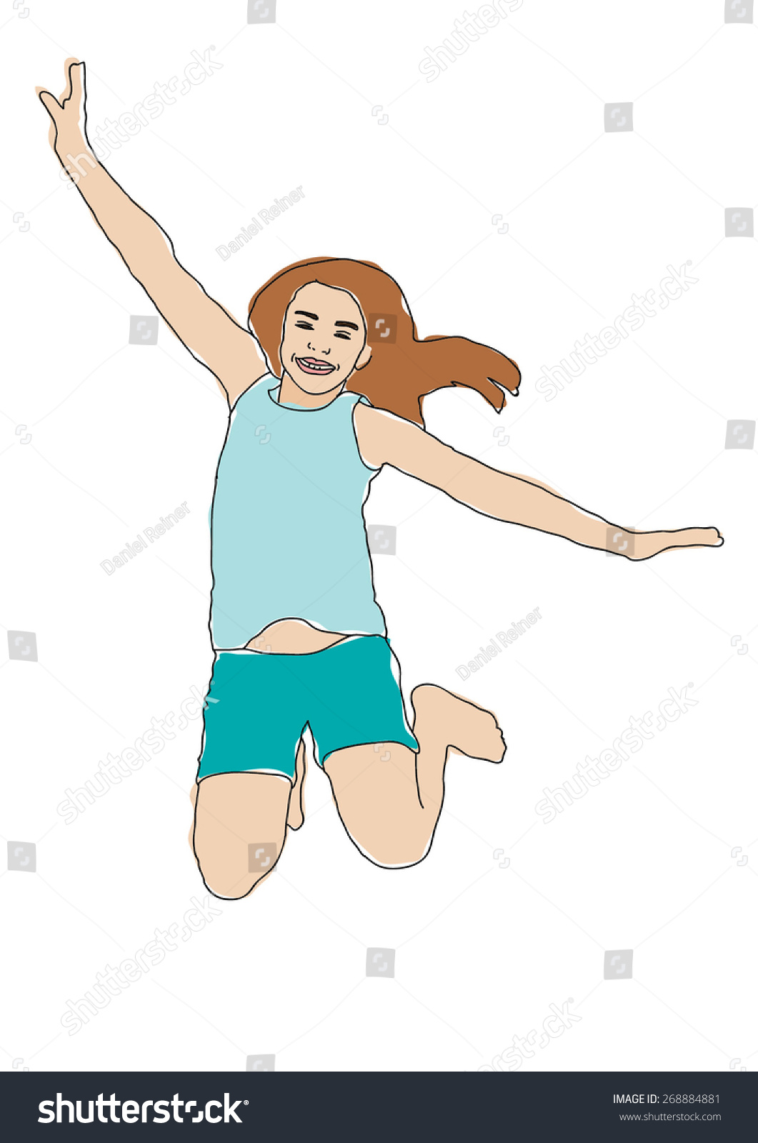 Girl Jumping Stock Vector 268884881 - Shutterstock
