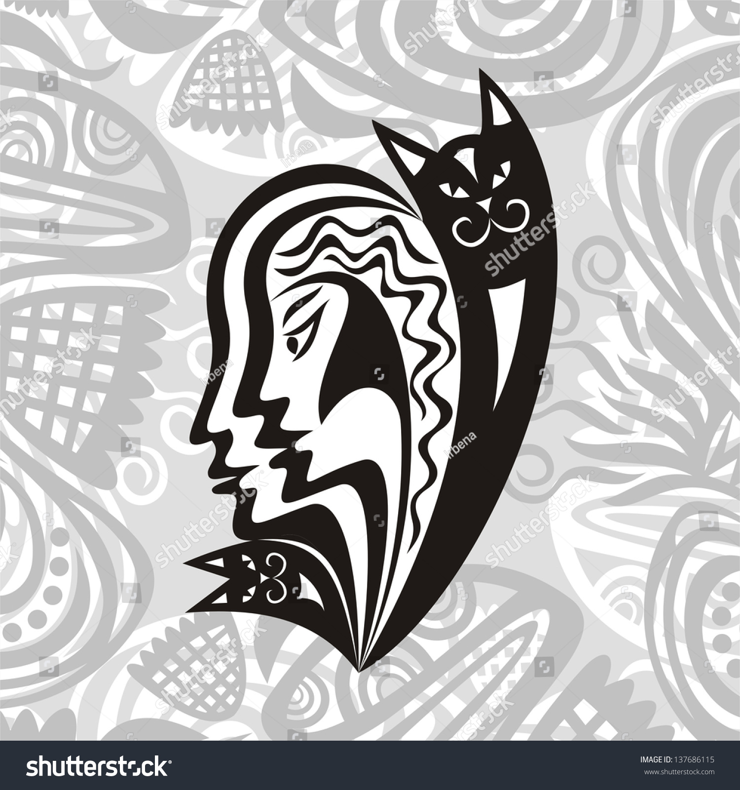 Girl Kat Vector Illustration: vector de stock (libre de regalías ...
