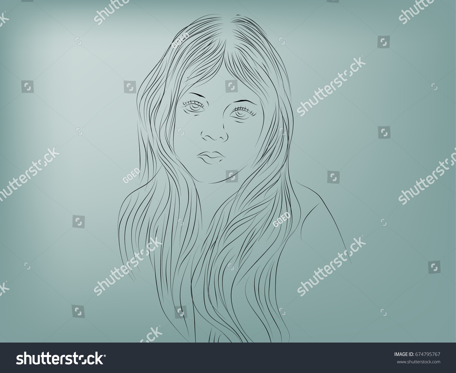 Girl Line Drawing Vector Stock Vector (Royalty Free) 674795767 ...