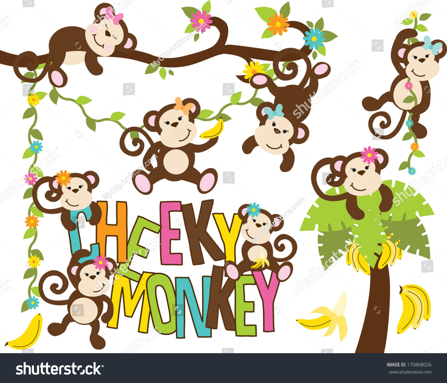 Girl Monkeys Cheeky Monkey Stock Vector (Royalty Free) 170868026 ...