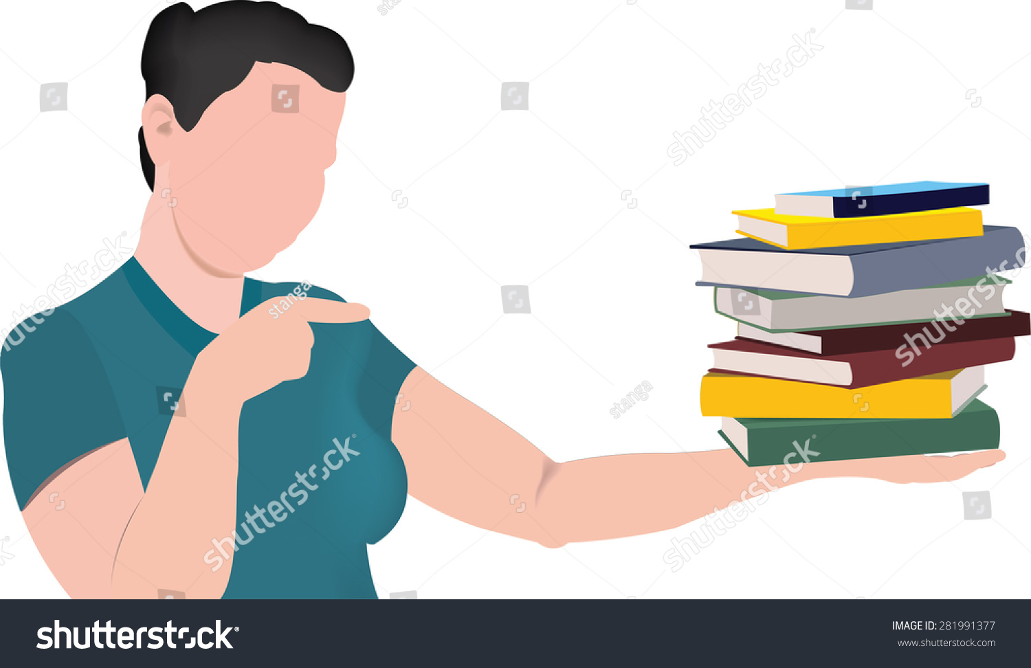 Girl Points Books Stock Vector (Royalty Free) 281991377 | Shutterstock