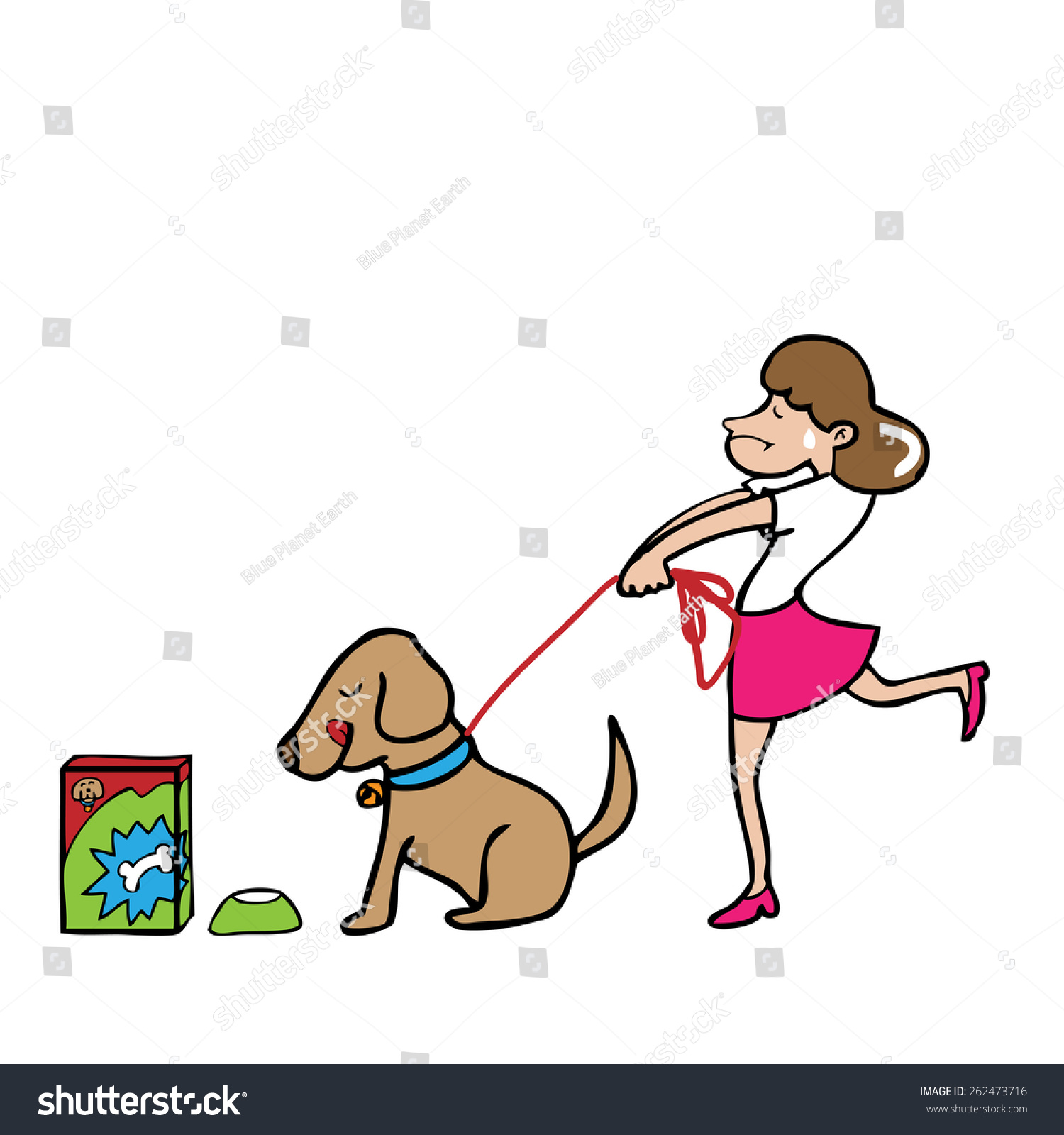 Girl Pulling Dog Cartoon Vector Isolated Stock Vector (Royalty Free ...
