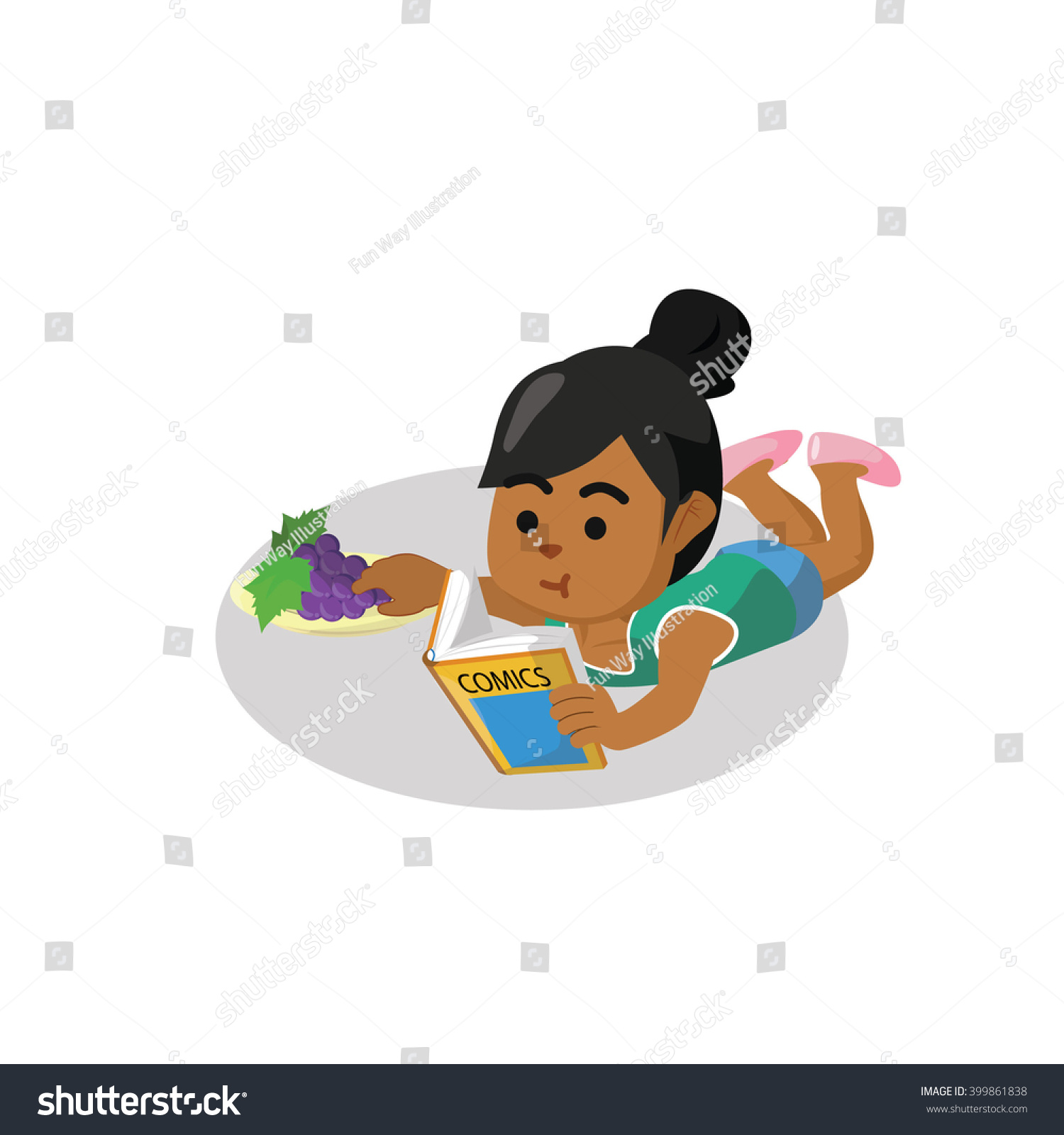 Girl Reading Comic Stock Vector (Royalty Free) 399861838