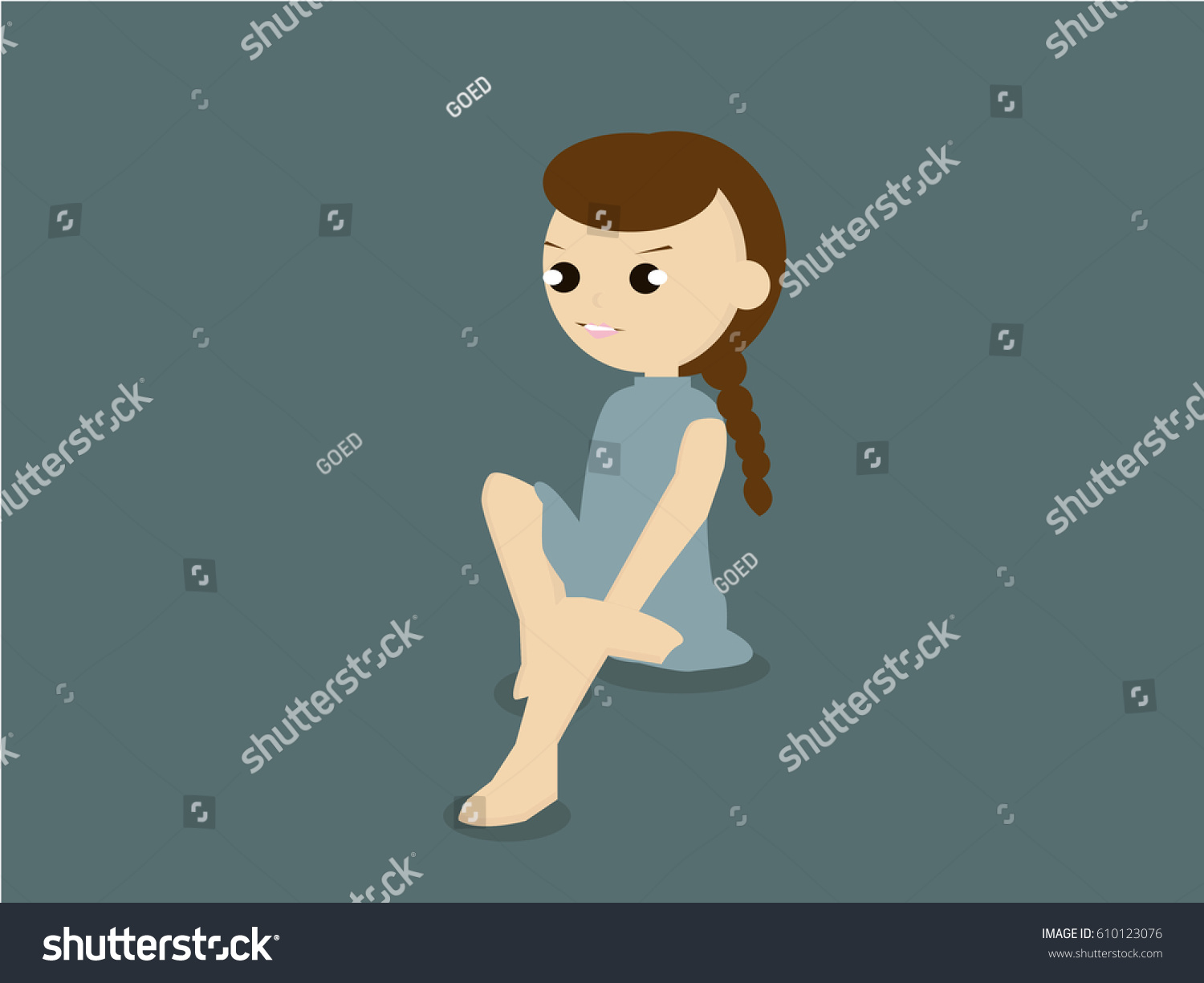 Girl Sitting Vector Stock Vector (Royalty Free) 610123076