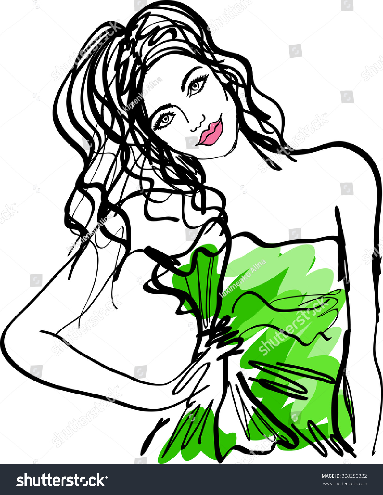 Girl Sketch Vector Stock Vector (Royalty Free) 308250332 | Shutterstock