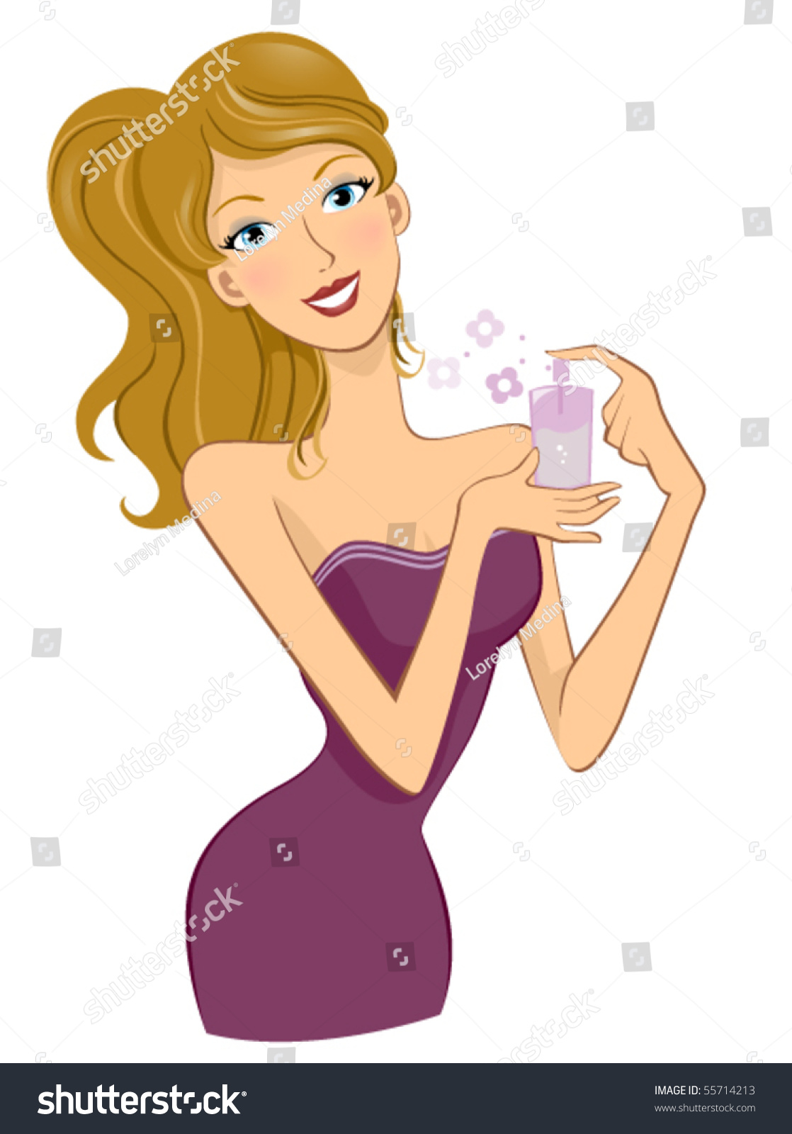 Chica rociando Perfume - Vector: vector de stock (libre de regalías ...