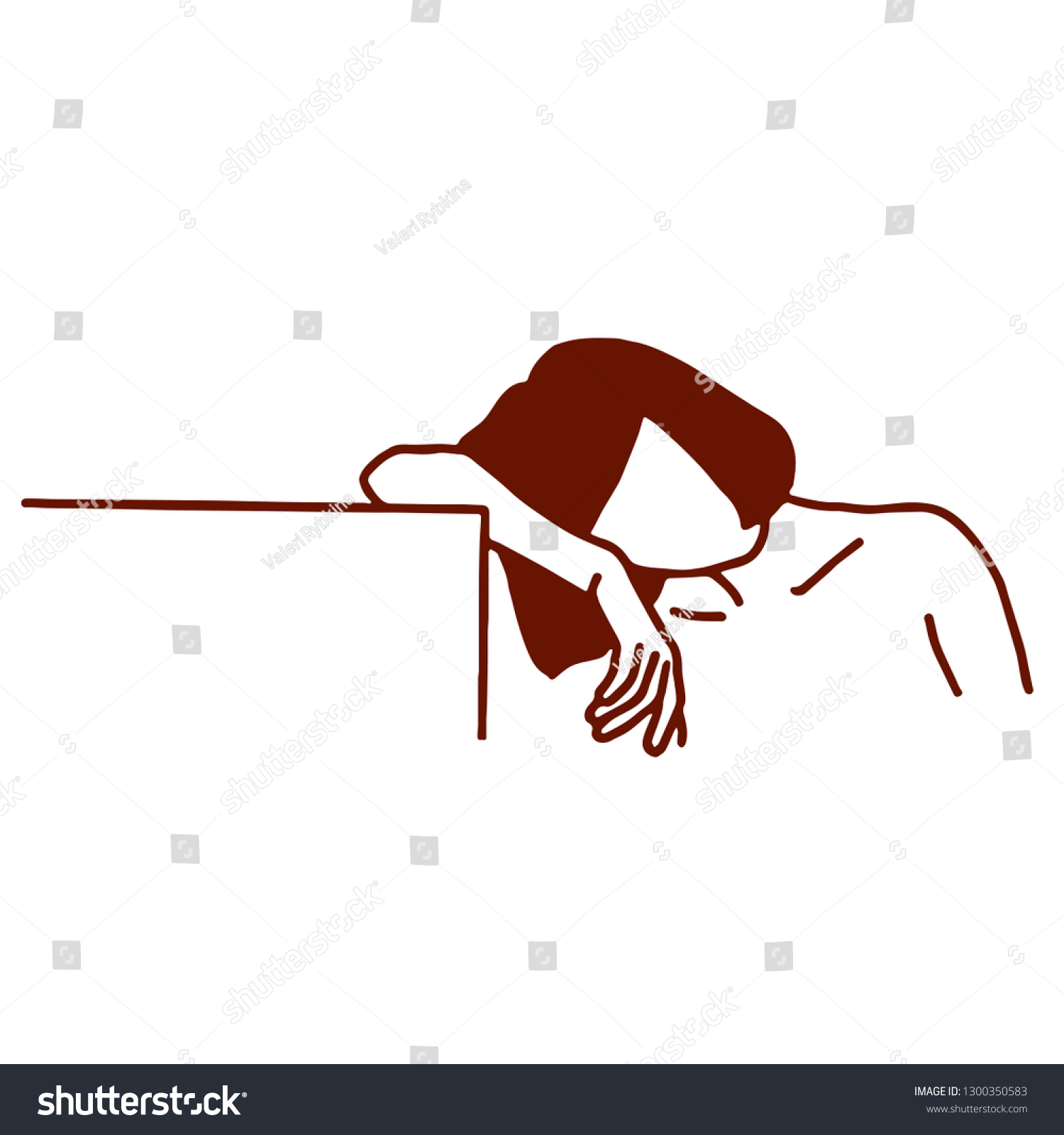 Girl Tired Vector Stock Vector (Royalty Free) 1300350583 | Shutterstock