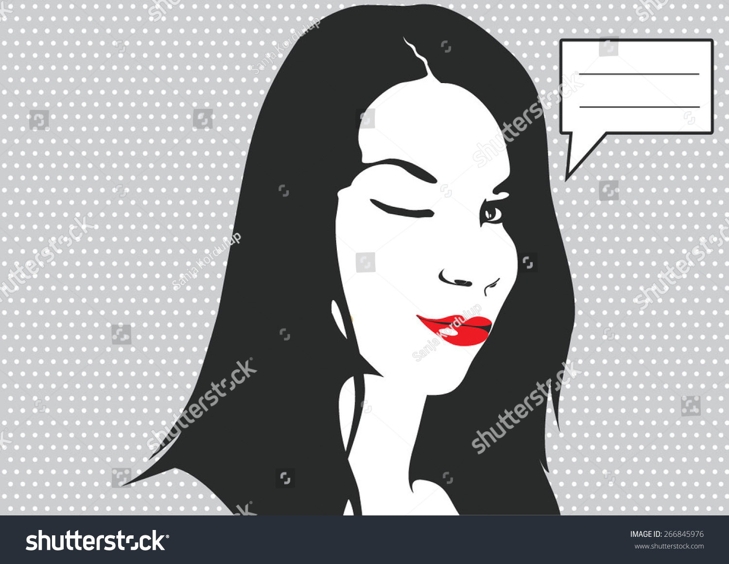 Girl Winking Red Lips Stock Vector (Royalty Free) 266845976 | Shutterstock