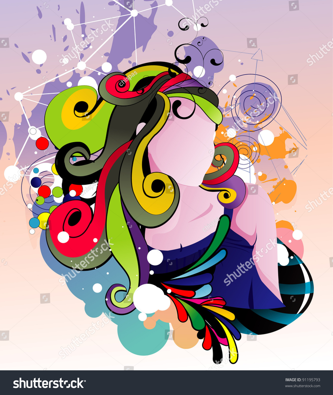 Girl Mask Vector: vector de stock (libre de regalías) 91195793 ...