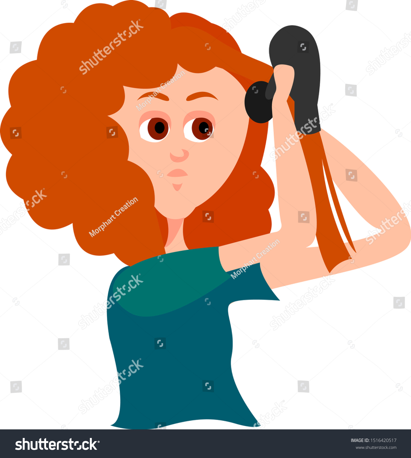 Girl Red Hair Illustration Vector On Stock Vector Royalty Free 1516420517