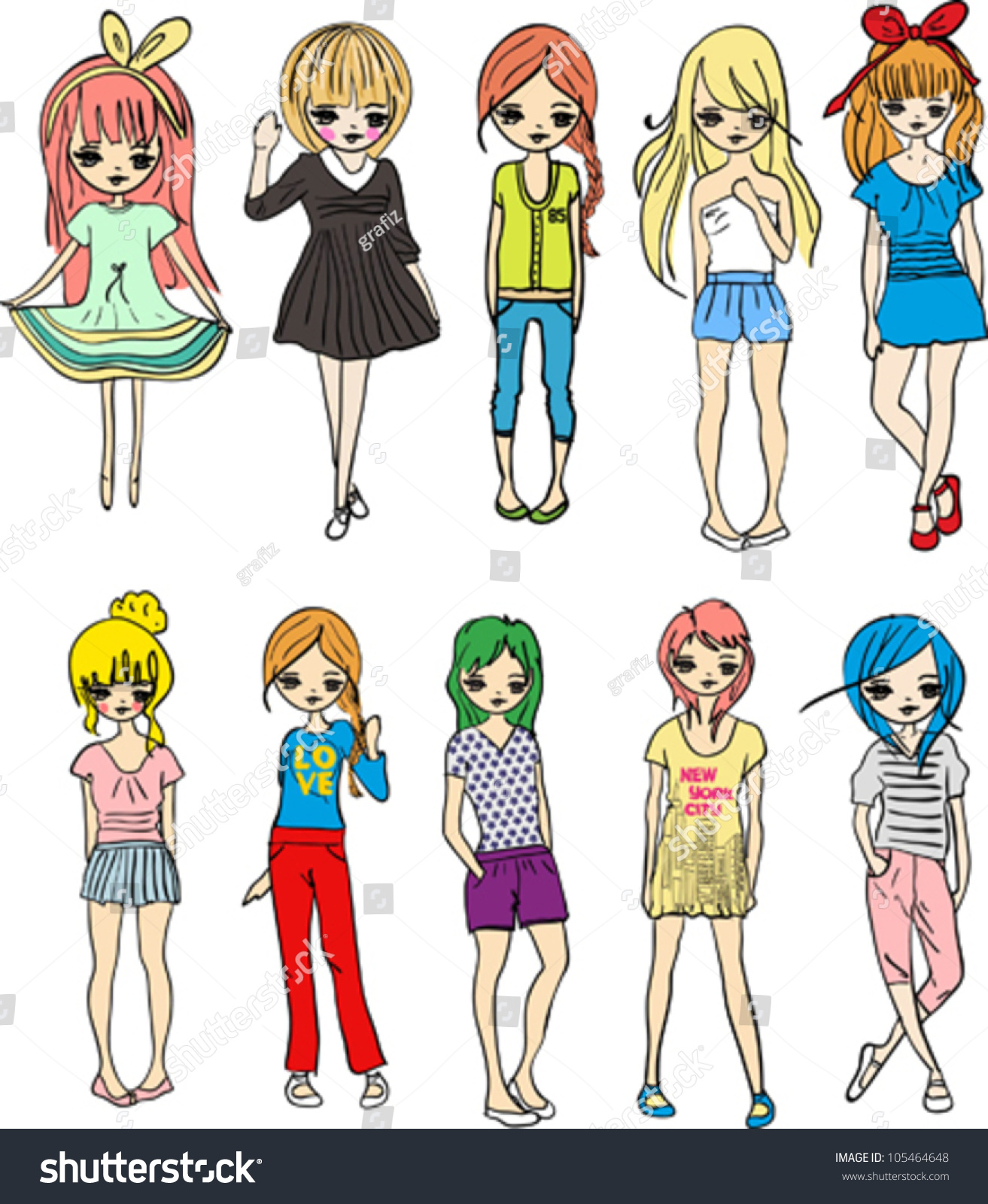 Vector Illustration Of Girls