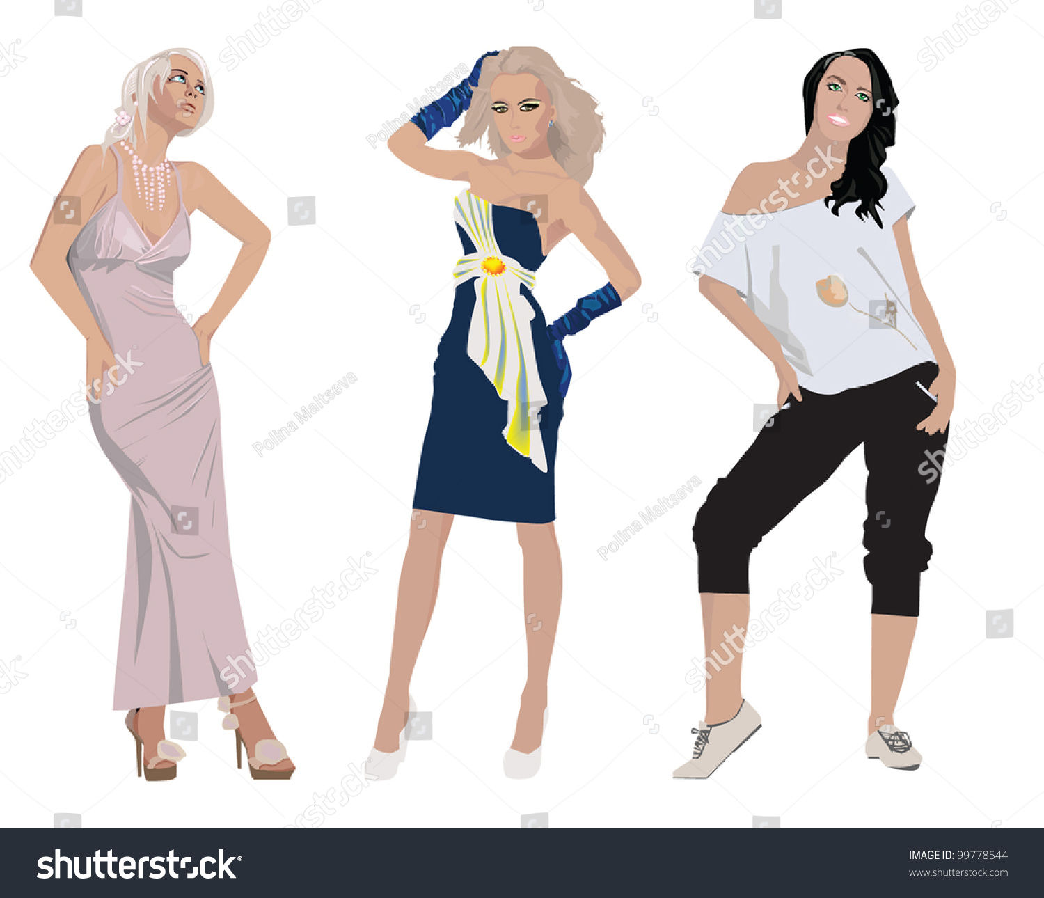 Girls Vector Stock Vector (Royalty Free) 99778544