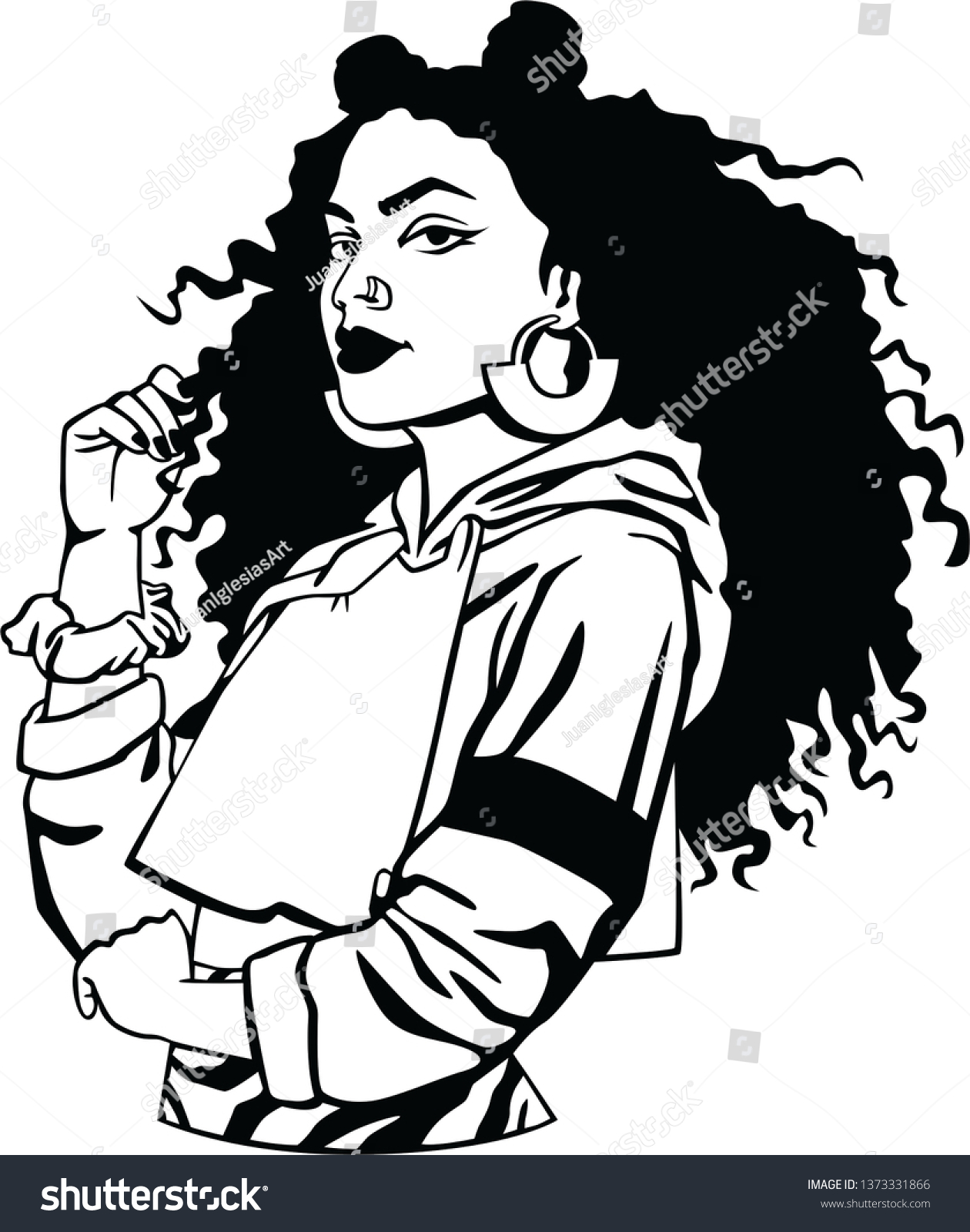 Girls Vector Black: เวกเตอร์สต็อก (ปลอดค่าลิขสิทธิ์) 1373331866