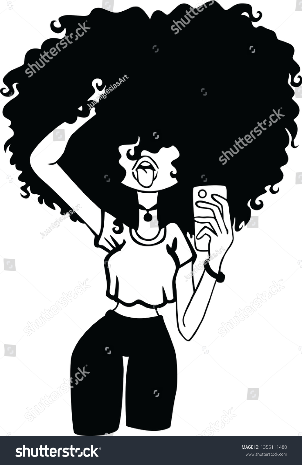 Girls Afro Vector Black Stock Vector (Royalty Free) 1355111480 ...