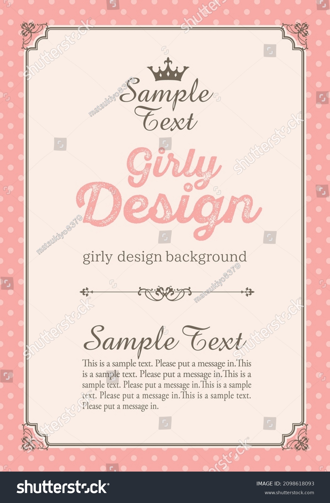Girly Design Template Pink Retro Background Stock Vector (Royalty Free ...