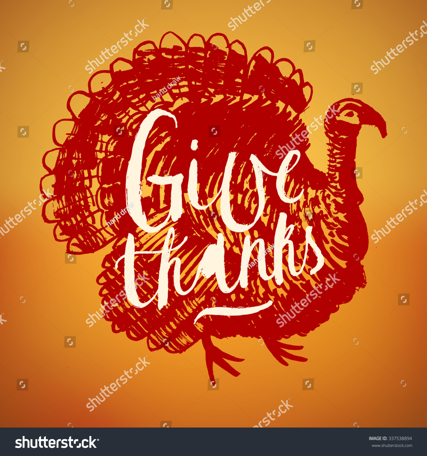 Give Thanks Turkey Calligraphy Vector Label Stock Vector (Royalty Free ...