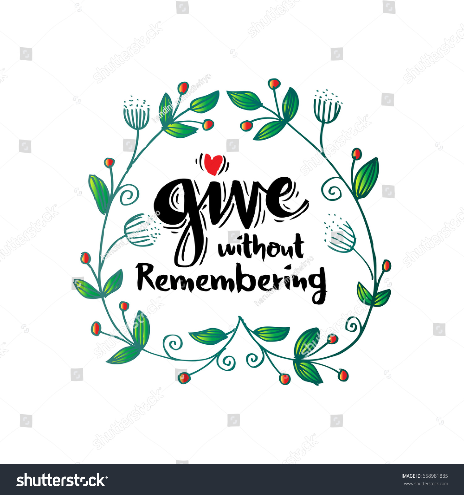 Give Without Remembering Inspirational Quotes Stock Vector (Royalty ...