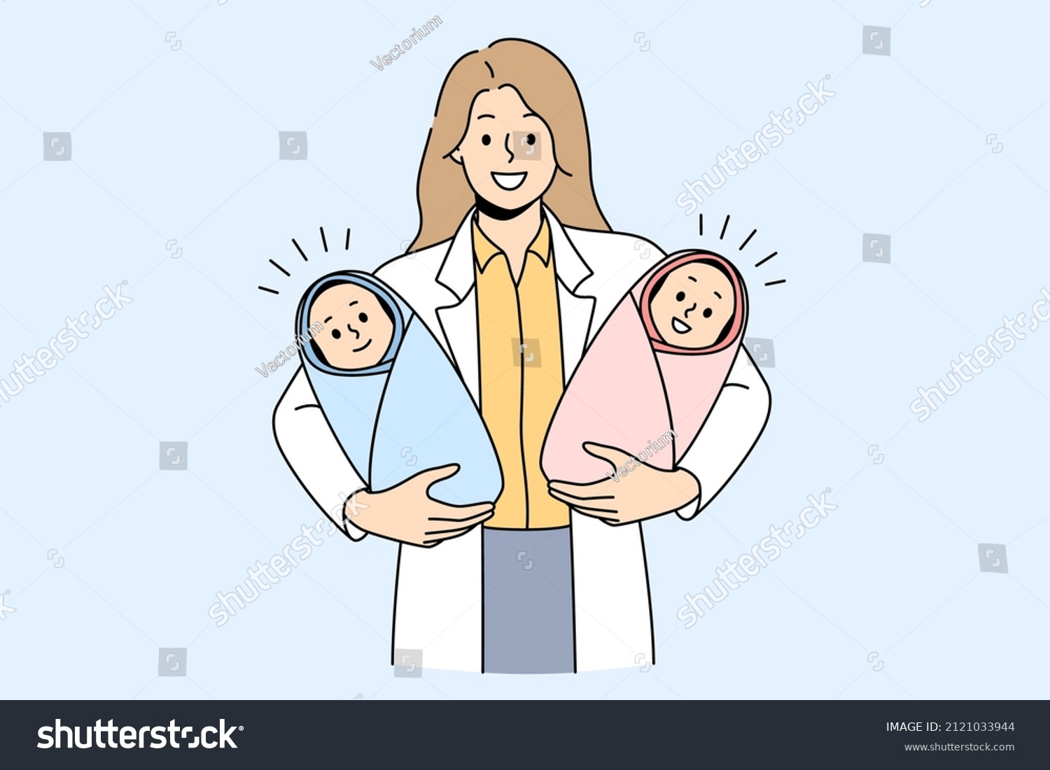 Giving Birth Twins Concept Young Woman Stock Vector (Royalty Free ... Giving Birth Twins Concept Young Woman Stock Vector (Royalty Free ...