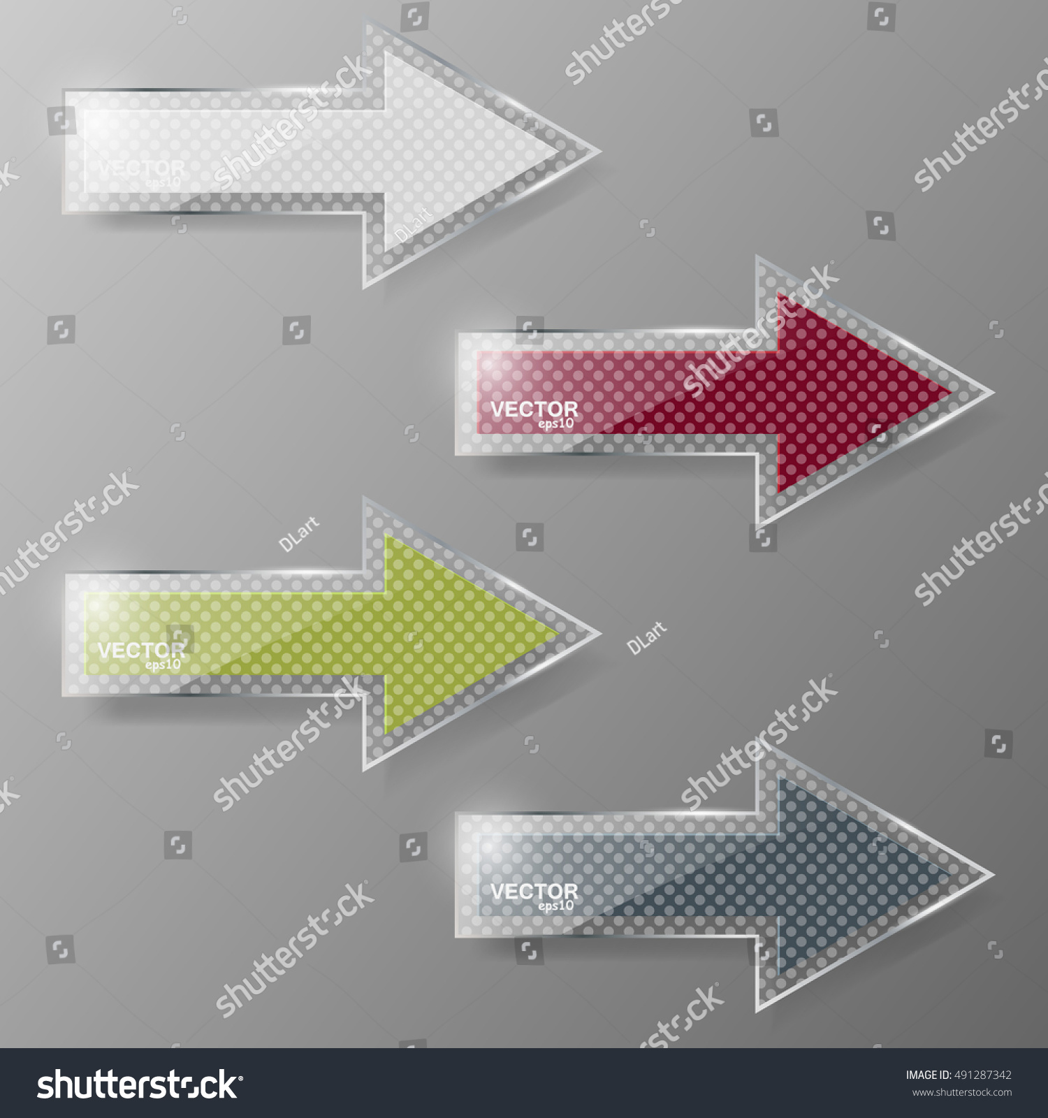 Glass Arrows Set Vector Illustration Stock Vector (Royalty Free) 491287342