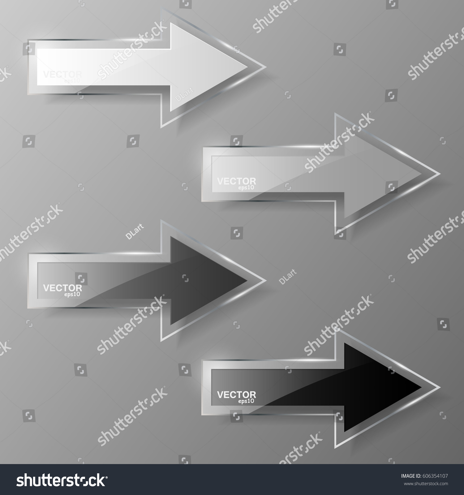 Glass Arrows Set Vector Illustration Stock Vector (Royalty Free) 606354107
