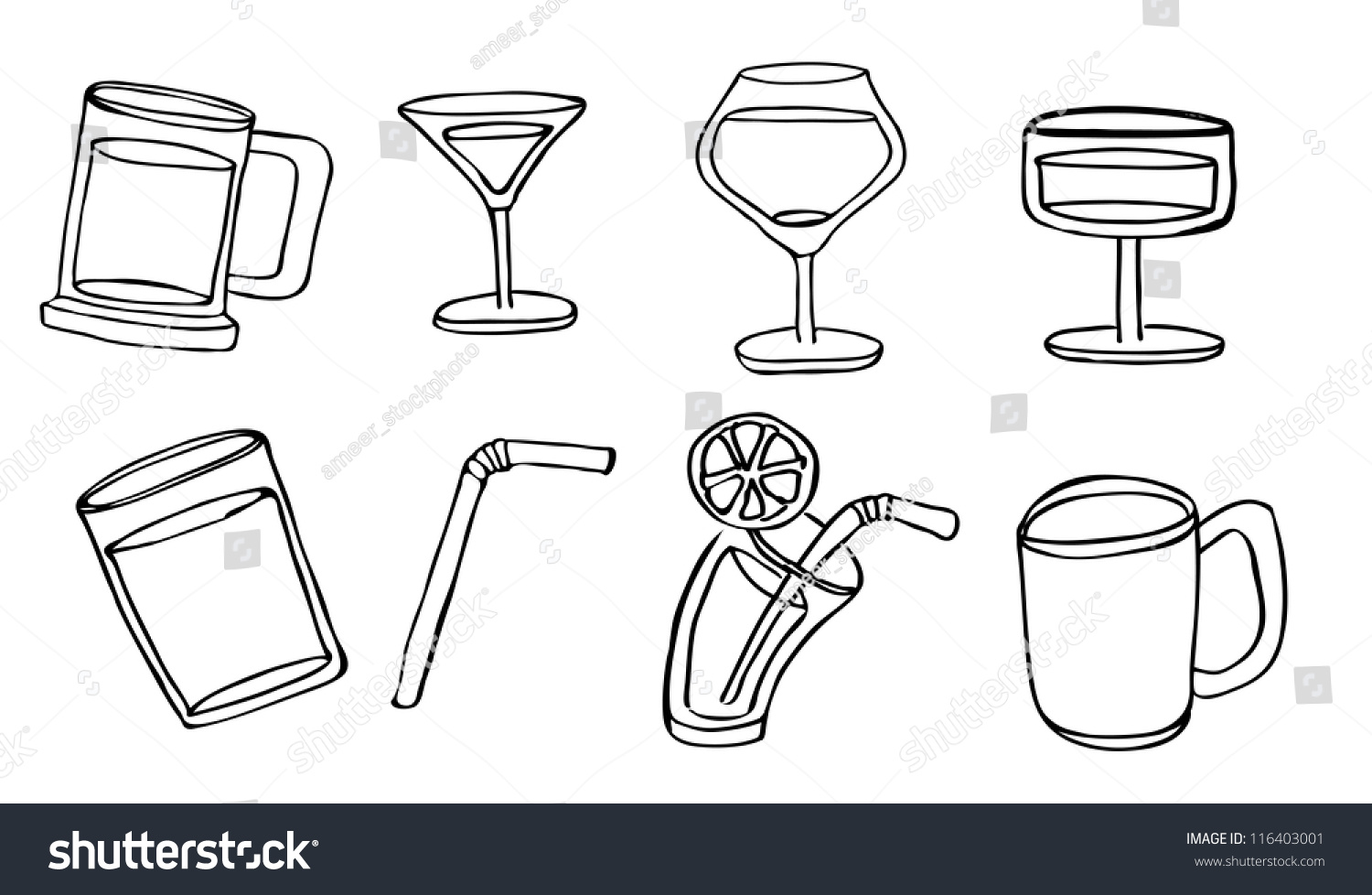 Glass Doodle Set Stock Vector (Royalty Free) 116403001 | Shutterstock
