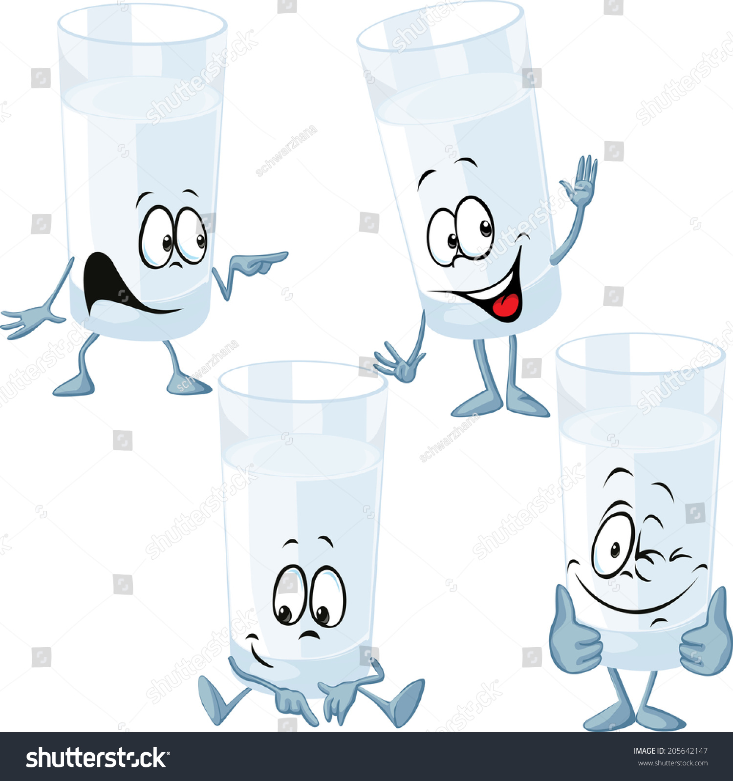 Glass Milk Cartoon Hand Gesturing Isolated Stock Vector Royalty Free 205642147