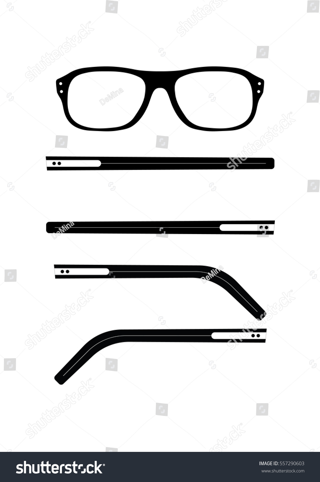 Glasses Temples Frame Isolated Vector Illustration Stock Vector ...