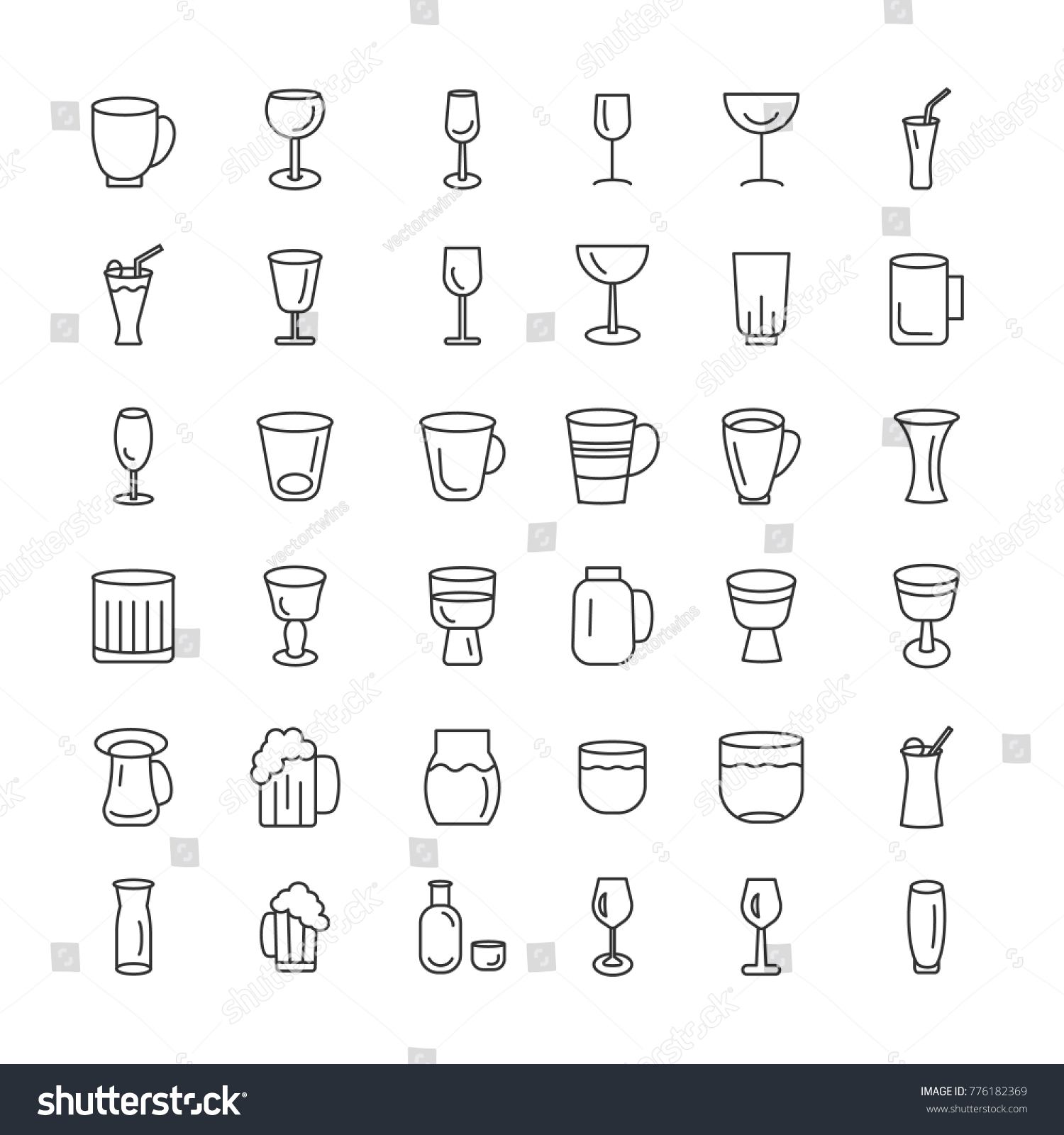 Glassware Icons Set Stock Vector (Royalty Free) 776182369
