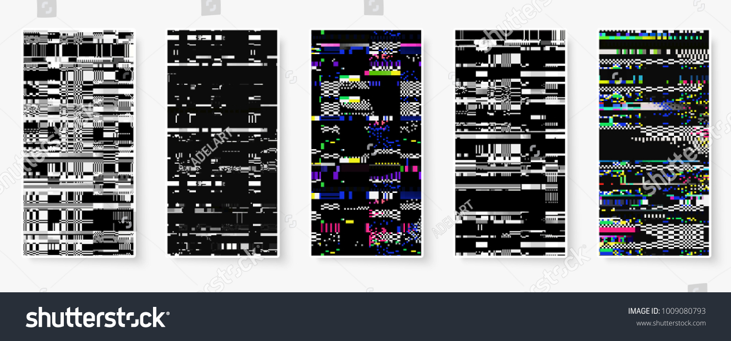 Glitch Backgrounds Set Mobile Device Screen Stock Vector (Royalty Free ...
