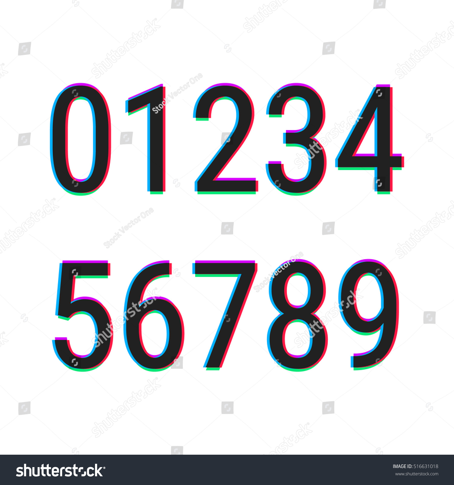 Glitch Distortion Numbers Vector Distorted Number 库存矢量图（免版税）516631018 ...