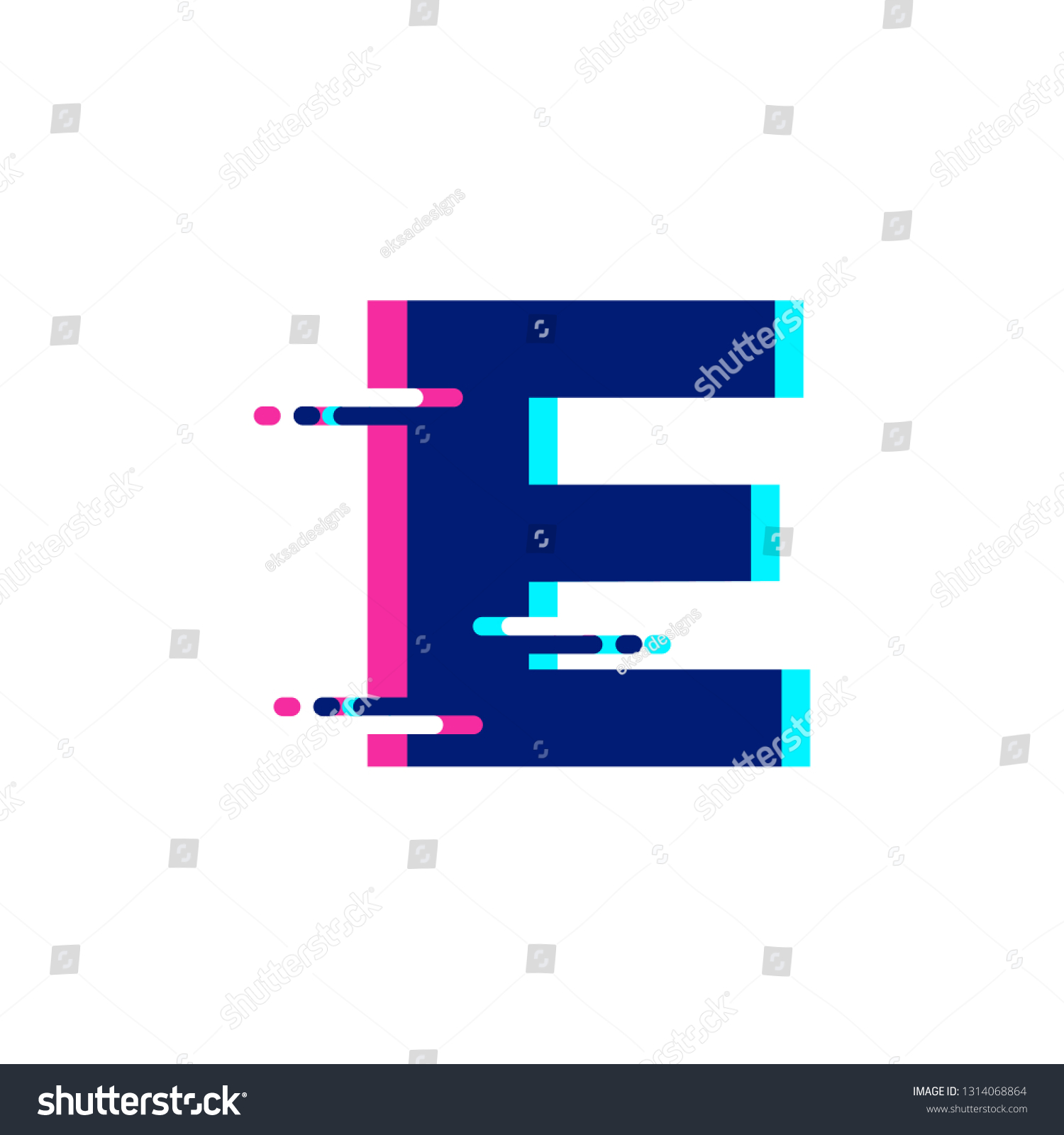 Glitch E Letter Modern Font Logo Stock Vector (Royalty Free) 1314068864 ...