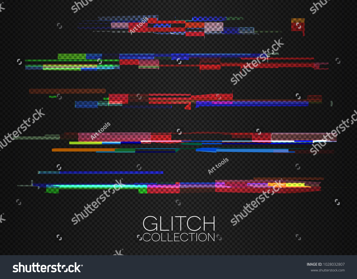 Glitch Effects Collection On Transparent Colored Stock Vector (Royalty ...