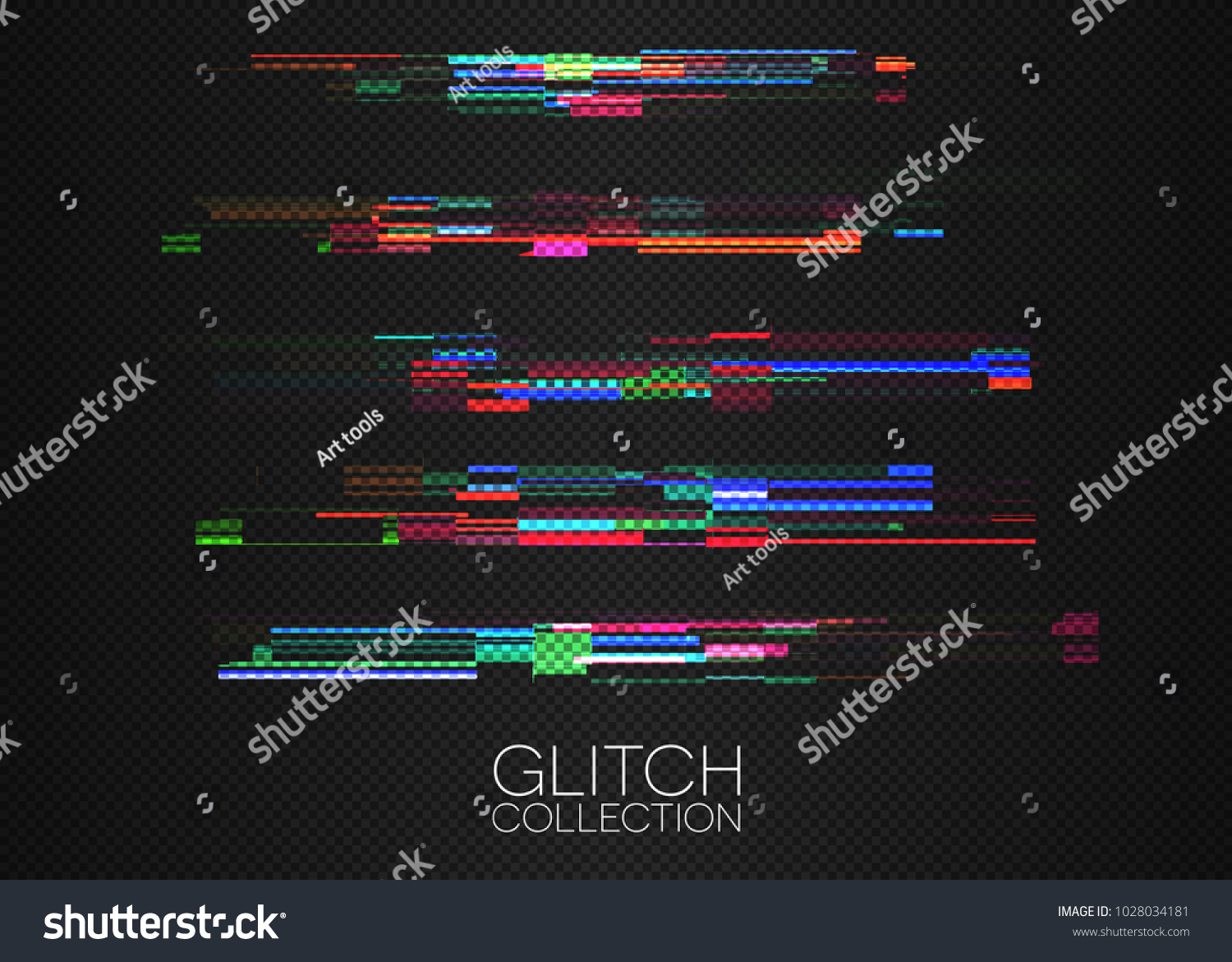 Glitch Effects Collection On Transparent Colored Stock Vector (Royalty ...