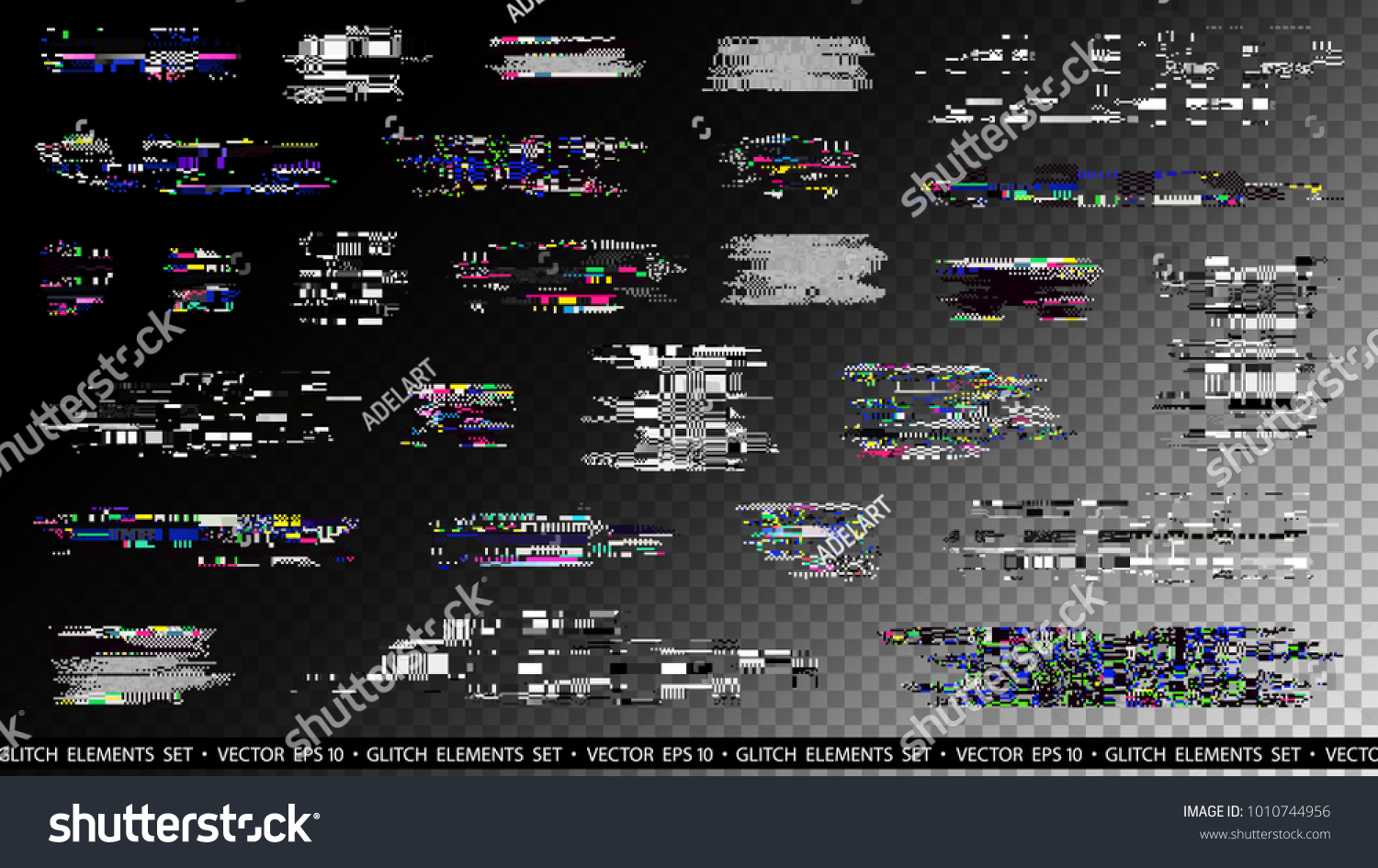 Glitch Elements Set Computer Screen Error Stock Vector (Royalty Free ...