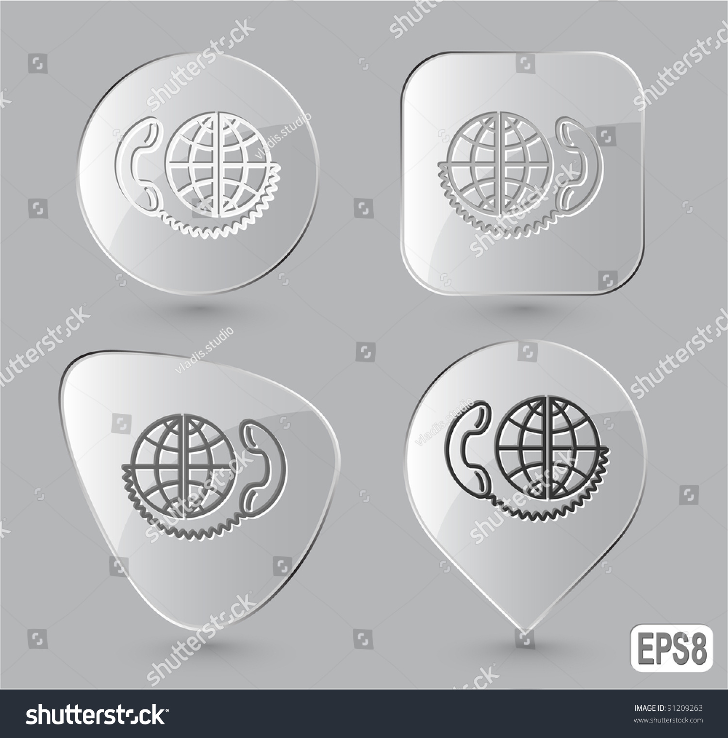 Global Communication Glass Buttons Vector Illustration Stock Vector ...