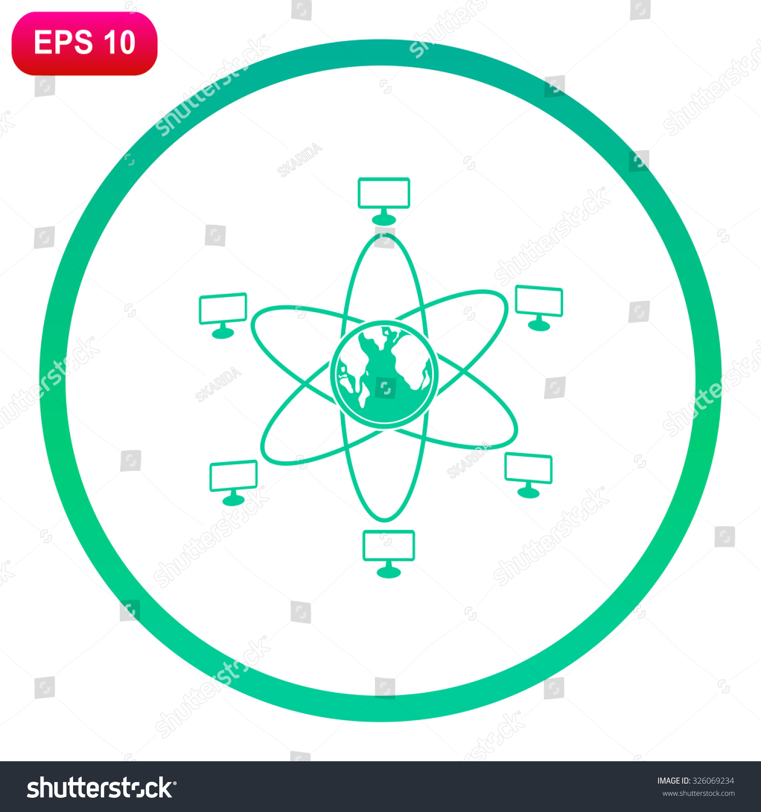 Global Computer Network Earth Globe Icon Stock Vector (Royalty Free ...