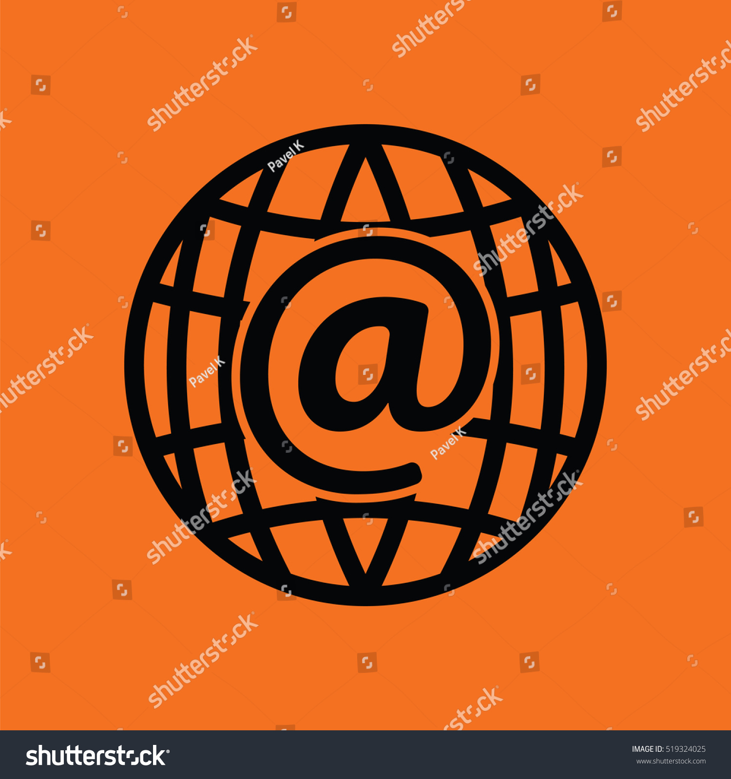 Global Email Icon Orange Background Black Stock Vector (Royalty Free ...