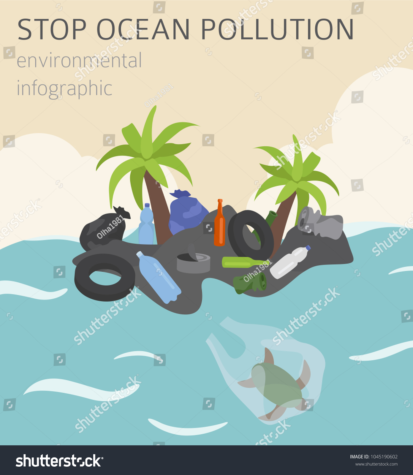 Global Environmental Problems Ocean Pollution Isometric Stock Vector ...