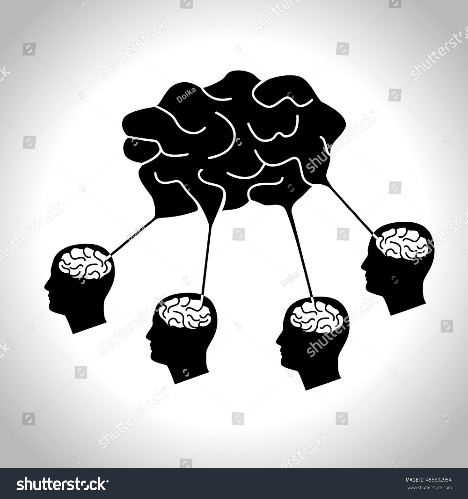 Global Intelligence Faces Brain Silhouettes Vector: vector de stock ...