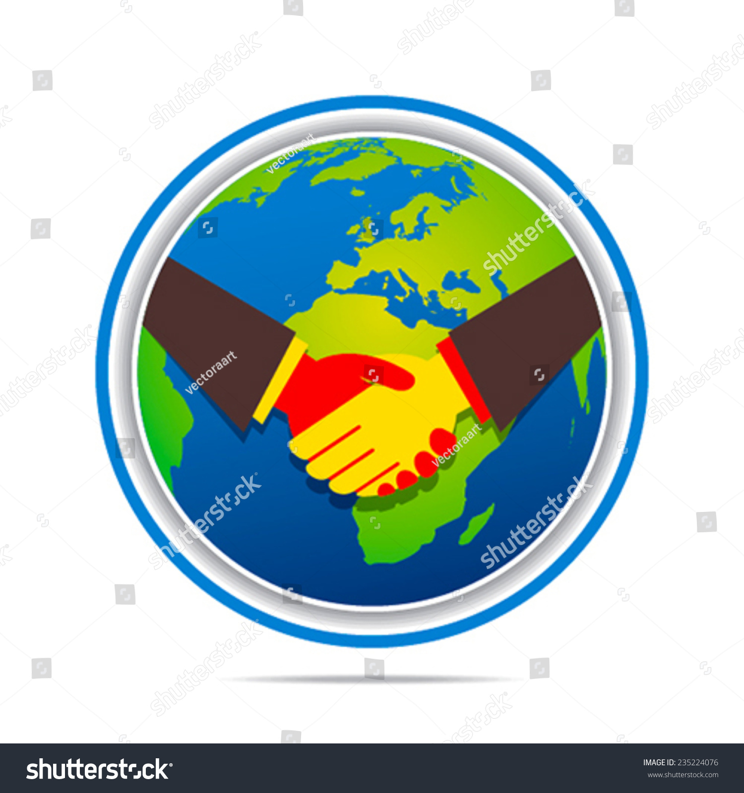 Global Relation Handshake Around Earth Design Stock Vector (Royalty ...
