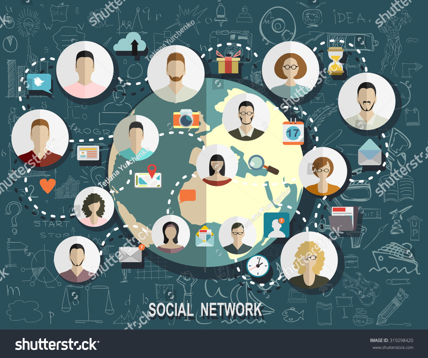 Global Social Network Abstract Scheme Stock Vector (Royalty Free ...