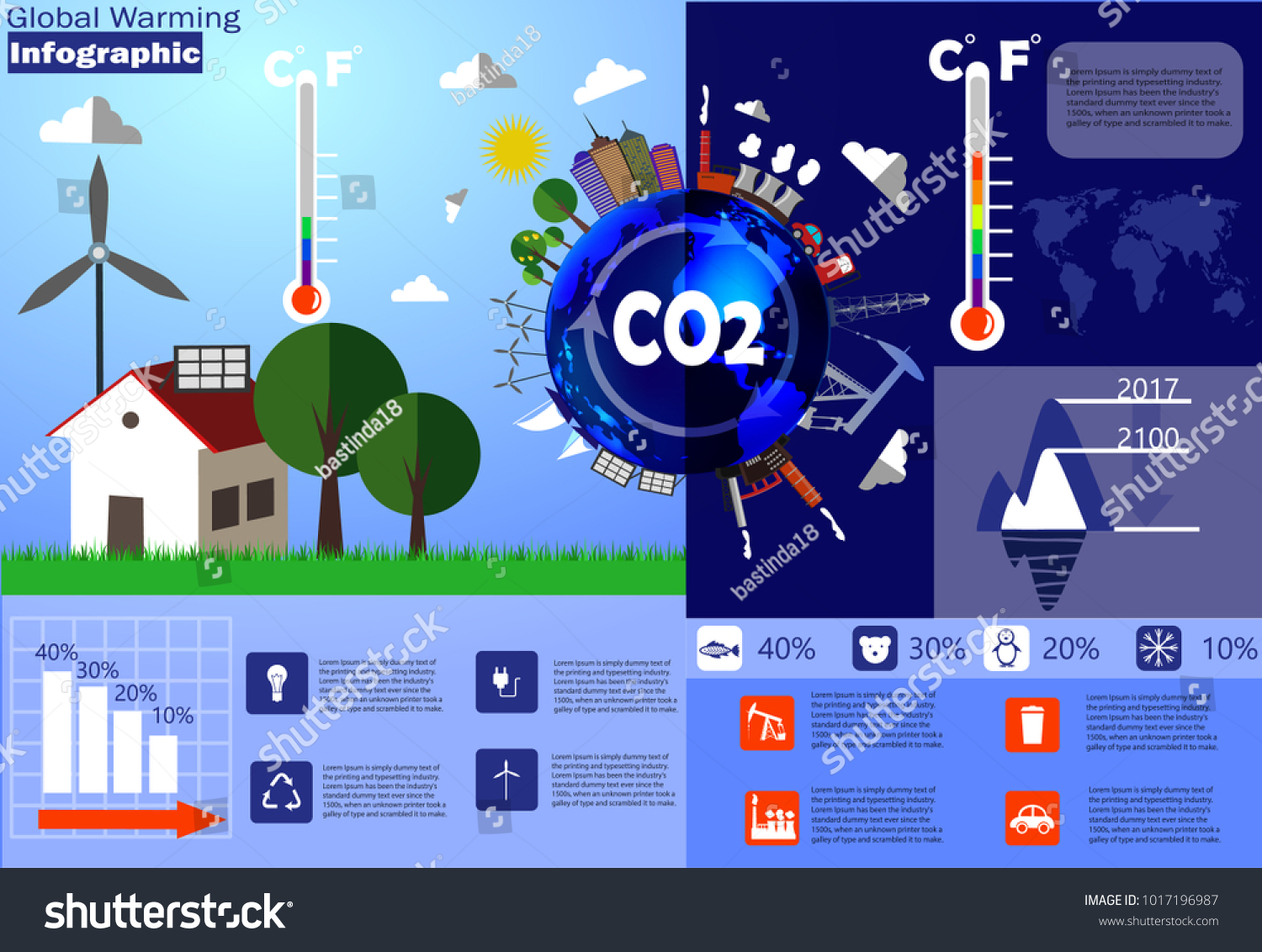 Global Warming Infographic Vector Stock Vector (Royalty Free) 1017196987