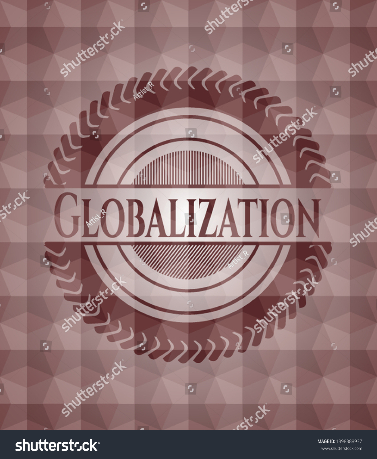 Globalization Red Seamless Geometric Pattern Emblem Stock Vector ...