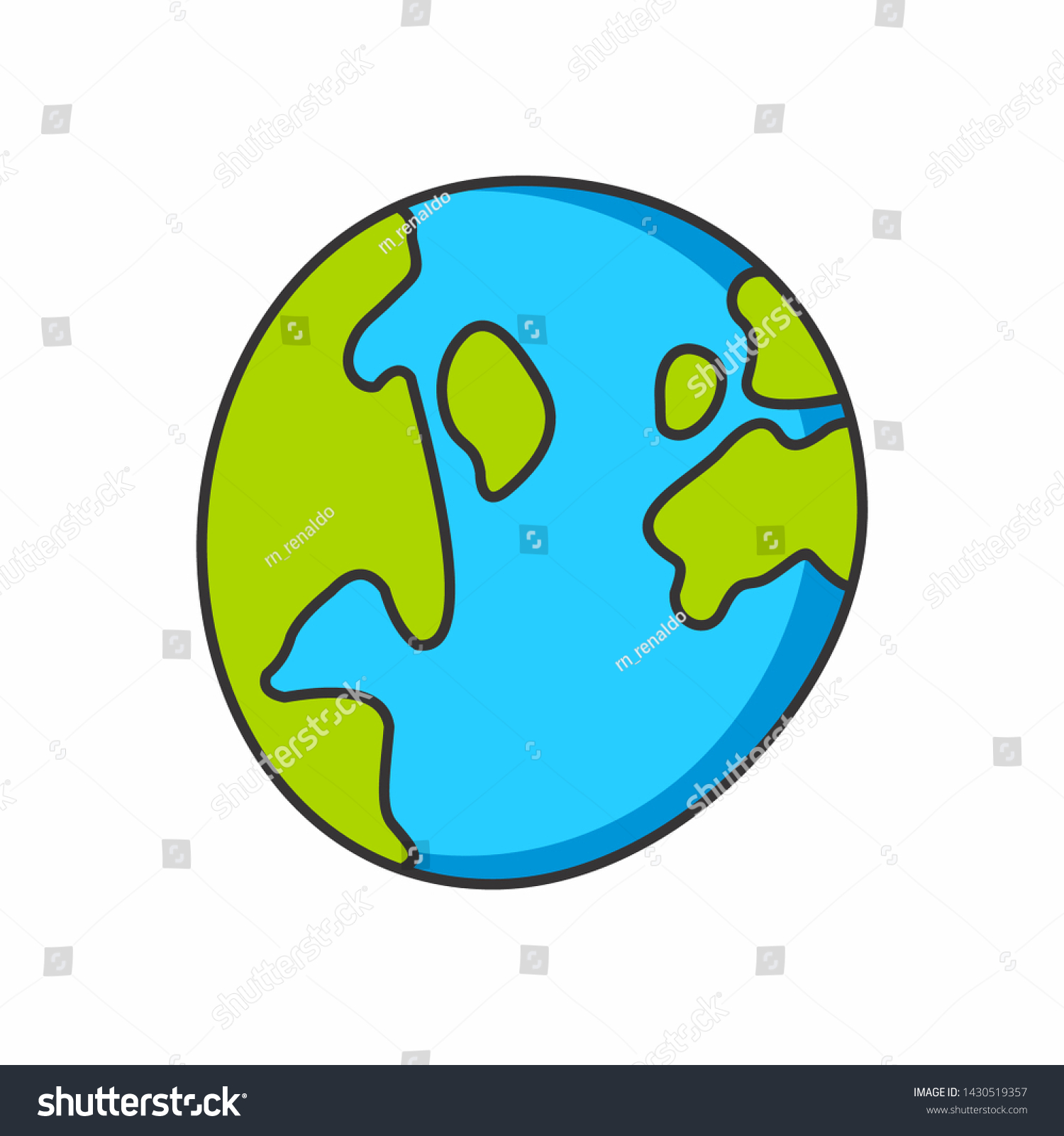 Globe Cartoon Earth Handmade Vector Stock Vector (Royalty Free) 1430519357