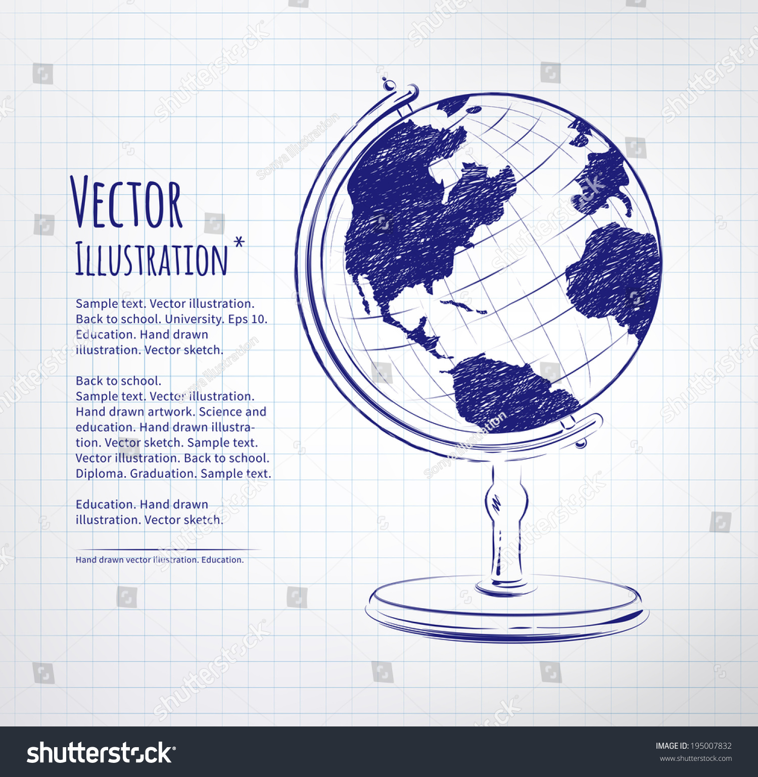 Globe Drawn On Note Paper Vector Stock Vector (Royalty Free) 195007832 ...